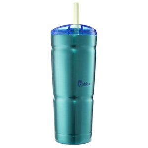 bubba envy s vacuum-insulated stainless steel tumbler with lid and straw, 24oz reusable iced coffee or water cup, bpa-free travel tumbler, island teal