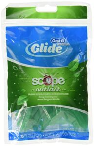 glide plusx 40mm outlast floss picks long lasting mint, 75 count (pack of 3)