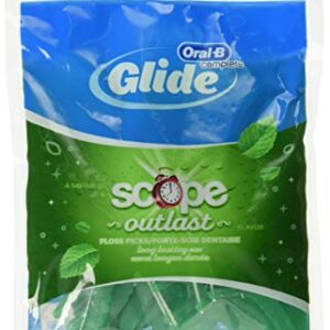 Glide Plusx 40mm Outlast Floss Picks Long Lasting Mint, 75 Count (Pack of 3)