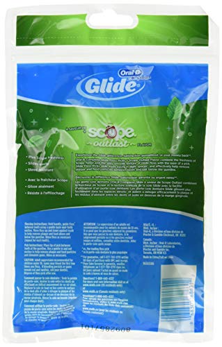 Glide Plusx 40mm Outlast Floss Picks Long Lasting Mint, 75 Count (Pack of 3)