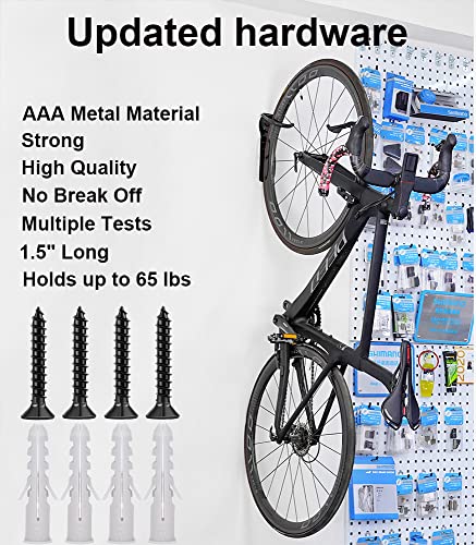 Dirza Bike Rack Garage Wall Mount Bike Hanger Storage System Vertical Bike Hook for Indoor Shed - Easily Hang/Detach - Heavy Duty Holds up to 65 lb with Screws Black