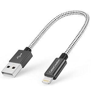 CableCreation 0.5 Feet Short iPhone Charger Cable, [MFi Certified] Lightning to USB Data Sync Cord, Compatible with iPhone 14/14 Pro, AirPods Pro, iPhone 13/13 Pro/12, iPad Pro, Air, 0.15M Black&White