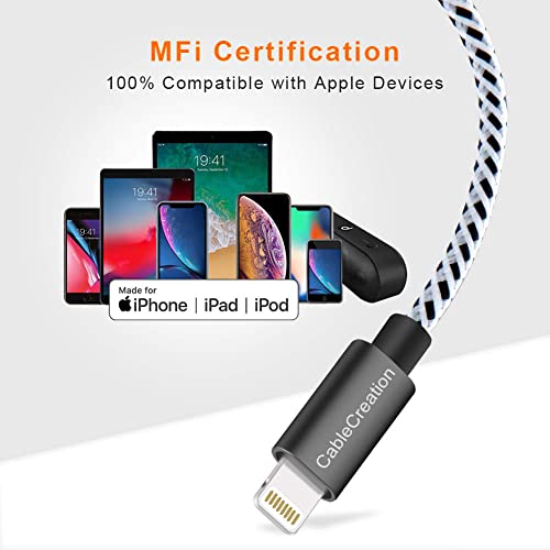 CableCreation 0.5 Feet Short iPhone Charger Cable, [MFi Certified] Lightning to USB Data Sync Cord, Compatible with iPhone 14/14 Pro, AirPods Pro, iPhone 13/13 Pro/12, iPad Pro, Air, 0.15M Black&White