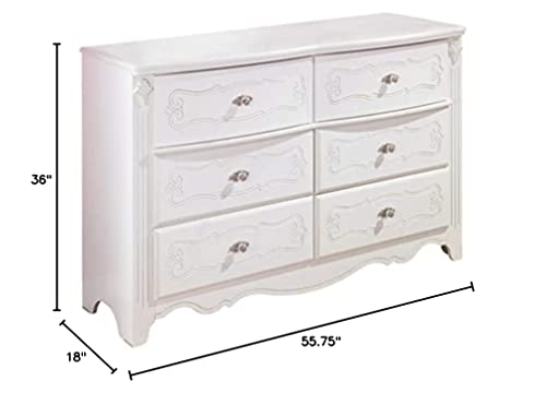 Signature Design by Ashley Exquisite Children's Glam Youth 6 Drawer Dresser, White