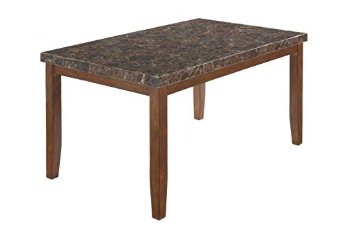 Signature Design by Ashley Lacey Traditional Faux Marble Dining Table, Medium Brown