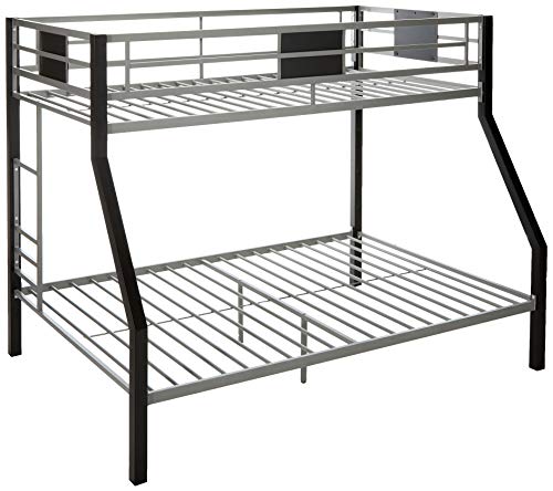 Signature Design by Ashley Dinsmore Industrial Twin Over Full Metal Children's Bunk Bed with Ladder, Black & Gray