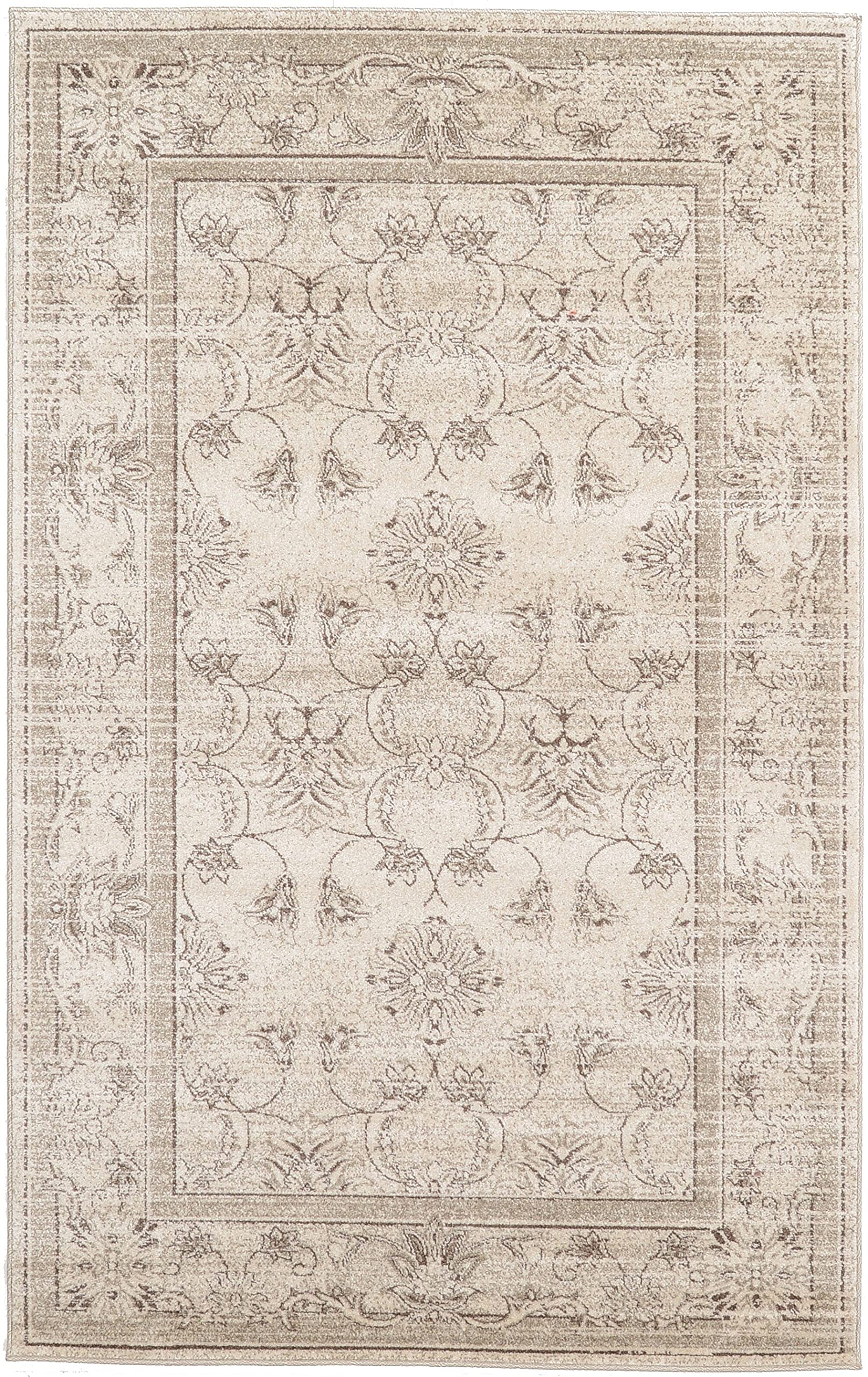 Unique Loom La Jolla Collection Botanical, Contemporary, Traditional, Rustic, Border Area Rug, 5' 1" x 8' Rectangle, Ivory/Beige