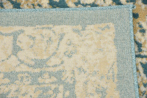 Unique Loom Oslo Collection Traditional Botanical Teal Runner Rug (3' x 13')