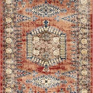 Unique Loom Utopia Collection Area Rug - Larissa (5' 1" x 8' Rectangle, Terracotta/ Blue)