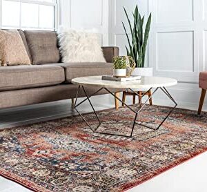 Unique Loom Utopia Collection Area Rug - Larissa (5' 1" x 8' Rectangle, Terracotta/ Blue)