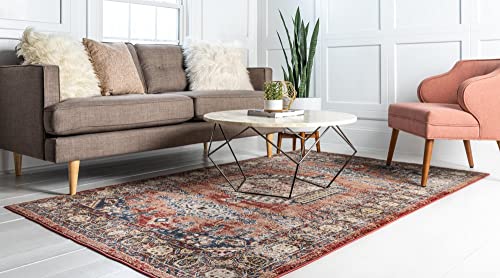 Unique Loom Utopia Collection Area Rug - Larissa (5' 1" x 8' Rectangle, Terracotta/ Blue)