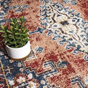 Unique Loom Utopia Collection Area Rug - Larissa (5' 1" x 8' Rectangle, Terracotta/ Blue)