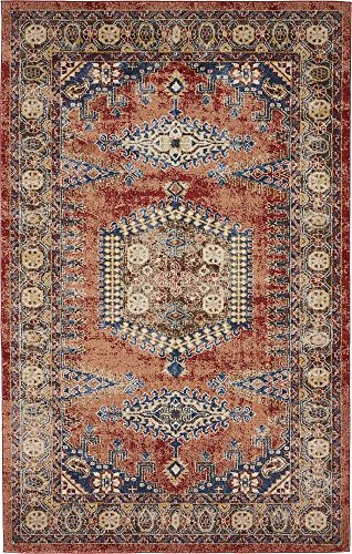 Unique Loom Utopia Collection Area Rug - Larissa (5' 1" x 8' Rectangle, Terracotta/ Blue)