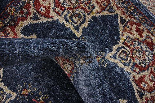 Unique Loom Utopia Collection Traditional Classic Vintage Inspired Area Rug with Warm Hues, 2' x 6' 1" Runner, Dark Blue/Beige