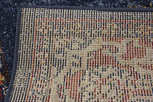 Unique Loom Utopia Collection Traditional Classic Vintage Inspired Area Rug with Warm Hues, 2' x 6' 1" Runner, Dark Blue/Beige