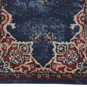 Unique Loom Utopia Collection Traditional Classic Vintage Inspired Area Rug with Warm Hues, 2' x 6' 1" Runner, Dark Blue/Beige