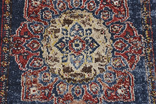 Unique Loom Utopia Collection Traditional Classic Vintage Inspired Area Rug with Warm Hues, 2' x 6' 1" Runner, Dark Blue/Beige