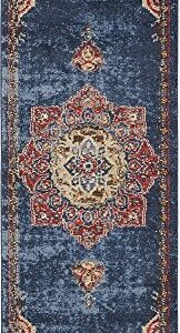 Unique Loom Utopia Collection Traditional Classic Vintage Inspired Area Rug with Warm Hues, 2' x 6' 1" Runner, Dark Blue/Beige