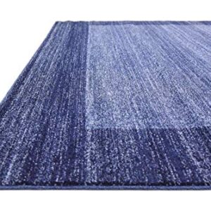 Unique Loom Del Mar Collection Area Rug - Abigail (7' 10" Square, Navy Blue/ Blue)