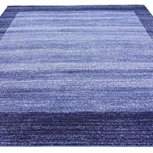 Unique Loom Del Mar Collection Area Rug - Abigail (7' 10" Square, Navy Blue/ Blue)