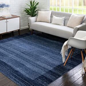 Unique Loom Del Mar Collection Area Rug - Abigail (7' 10" Square, Navy Blue/ Blue)