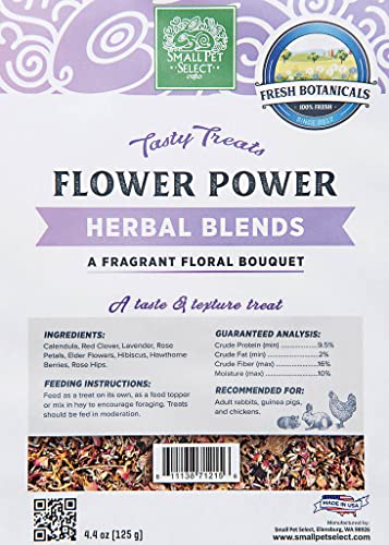 Small Pet Select - Flower Power Herbal Blend, a Natural Herbal Treat for Rabbits and Guinea Pigs, 4.4oz