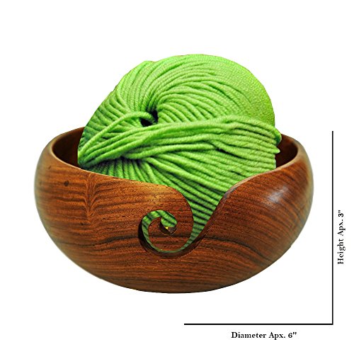 Stitch Happy Yarn Bowl Handmade Extra Large Sheesham Wood with Elegant Design