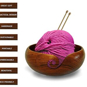 Stitch Happy Yarn Bowl Handmade Extra Large Sheesham Wood with Elegant Design