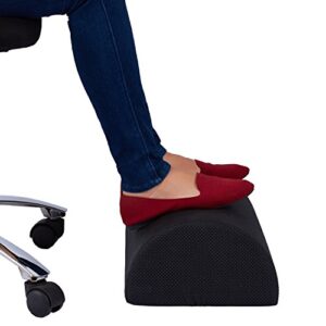 foot rest cushion to relieve knee pain, tired, aching & sore feet. reduce deep vein thrombosis. ideal for office and home. high quality anti slip cover.