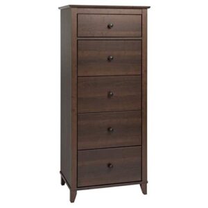 prepac yaletown 5-drawer tall chest, espresso