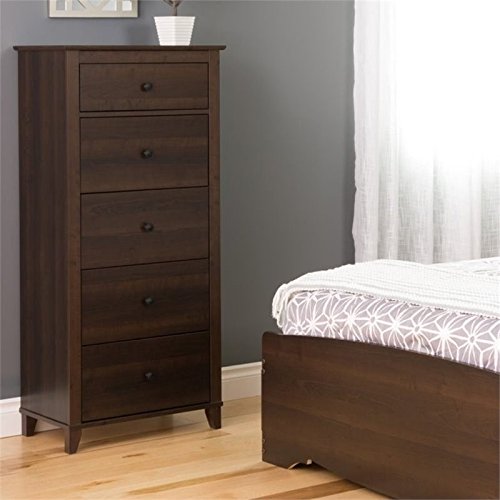 Prepac Yaletown 5-Drawer Tall Chest, Espresso