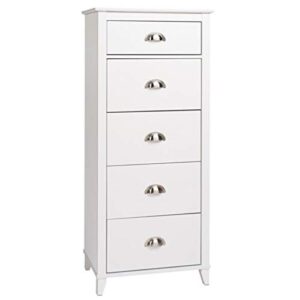 prepac yaletown 5-drawer tall chest, white