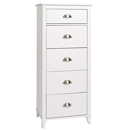 Prepac Yaletown 5-Drawer Tall Chest, White