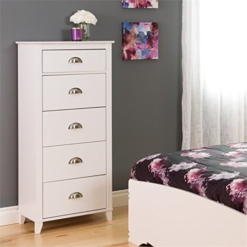 Prepac Yaletown 5-Drawer Tall Chest, White