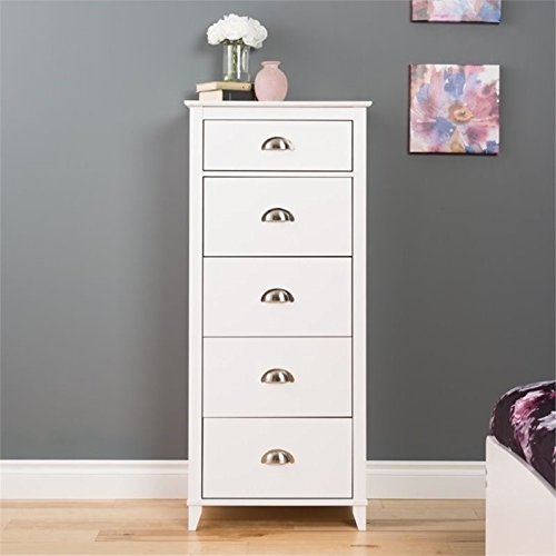 Prepac Yaletown 5-Drawer Tall Chest, White