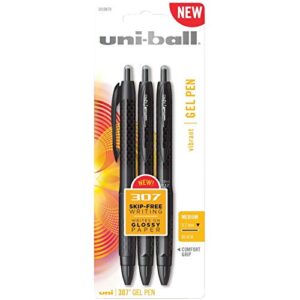 uni-ball signo 307 - fine retractable rollerball pen - 3 pack - black - umn-307