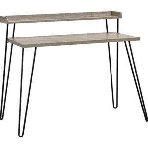 ameriwood home haven retro computer desk with riser, distressed gray oak (9881096com)