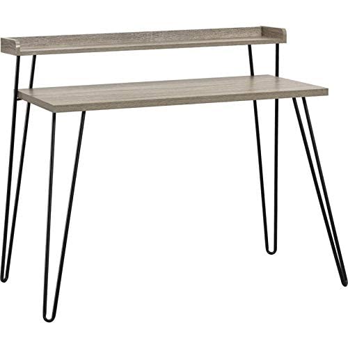 Ameriwood Home Haven Retro Computer Desk with Riser, Distressed Gray Oak (9881096COM)