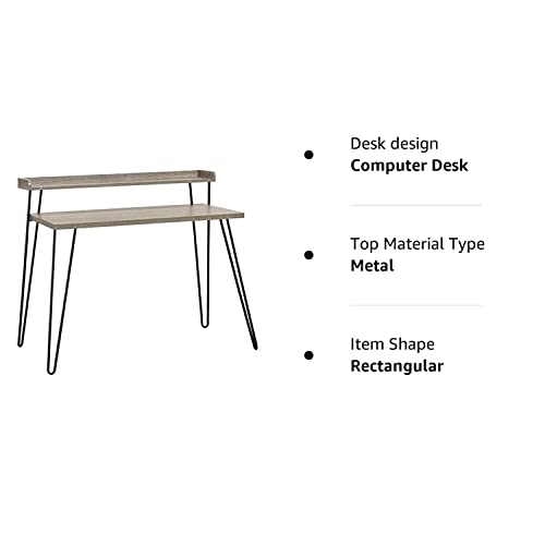 Ameriwood Home Haven Retro Computer Desk with Riser, Distressed Gray Oak (9881096COM)