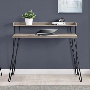 Ameriwood Home Haven Retro Computer Desk with Riser, Distressed Gray Oak (9881096COM)