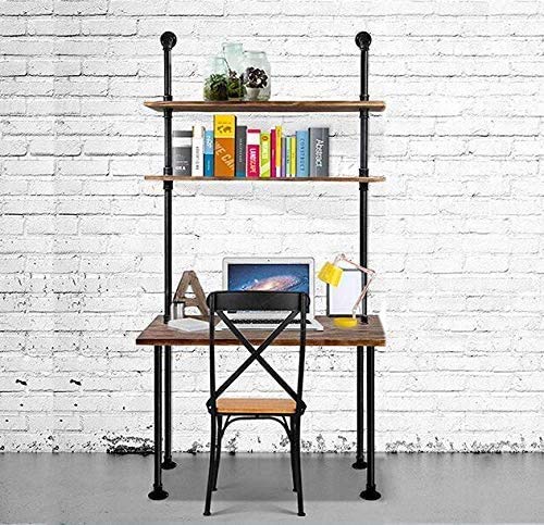 Diwhy Computer Desk with Storage Shelves,Home Office Writing Desk,Bookshelf Laptop Desk, Industrial Style Office Decor,Studying Writing Table Workstation,Stable Metal Framee,Easy Assembly(40" L)