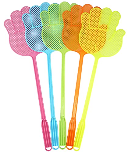 Dirza Fly Swatter - Funny Hand Shaped Fly Swatters -Durable - Colorful for Home/Indoor/Outdoor/Classroom/Office/Pack of 5