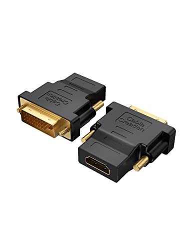 CableCreation DVI to HDMI Adapter,2-Pack Bi-Directional DVI Male to HDMI Female Converter, Support 1080P, 3D for PS3,PS4,TV Box,Blu-ray,Projector,HDTV