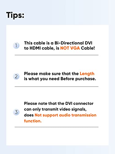 CableCreation DVI to HDMI Adapter,2-Pack Bi-Directional DVI Male to HDMI Female Converter, Support 1080P, 3D for PS3,PS4,TV Box,Blu-ray,Projector,HDTV