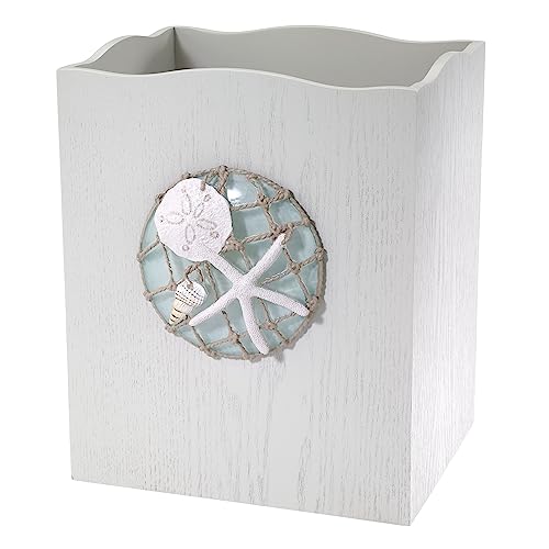 Avanti Linens - Waste Basket, Decorative Trash Can, Beach Inspired Bathroom Accessories (Seaglass Collection)