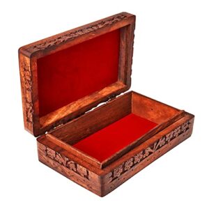 Great Birthday Gift Ideas Handmade Decorative Wooden Jewelry Box Jewelry Organizer Keepsake Box Treasure Chest Trinket Holder Watch Box Storage Box 8 x 5 Inches