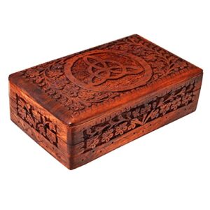 Great Birthday Gift Ideas Handmade Decorative Wooden Jewelry Box Jewelry Organizer Keepsake Box Treasure Chest Trinket Holder Watch Box Storage Box 8 x 5 Inches