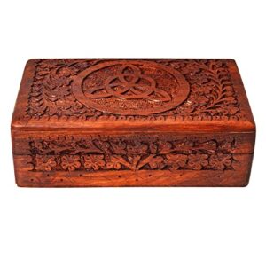 Great Birthday Gift Ideas Handmade Decorative Wooden Jewelry Box Jewelry Organizer Keepsake Box Treasure Chest Trinket Holder Watch Box Storage Box 8 x 5 Inches