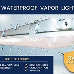 Orilis LED Vapor Tight Lights | 4FT Garage Shop Light Waterproof Fixture | Commercial Water Resistant Lighting for Outdoor Parking Lot Car Wash Warehouse Patio | 4500K IP65 85-277V