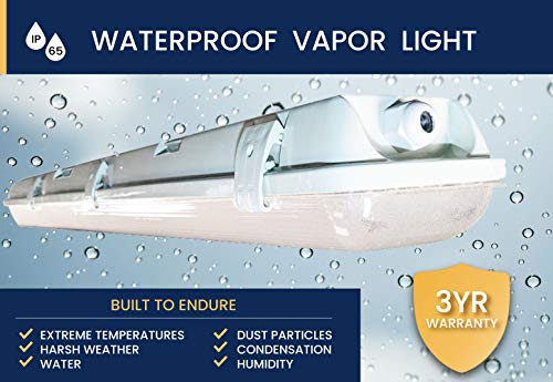 Orilis LED Vapor Tight Lights | 4FT Garage Shop Light Waterproof Fixture | Commercial Water Resistant Lighting for Outdoor Parking Lot Car Wash Warehouse Patio | 4500K IP65 85-277V